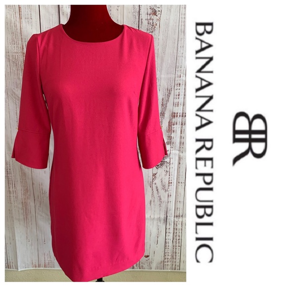 Banana Republic | Dresses | Raspberry Pink Stretch Crepe Fluttersleeve ...